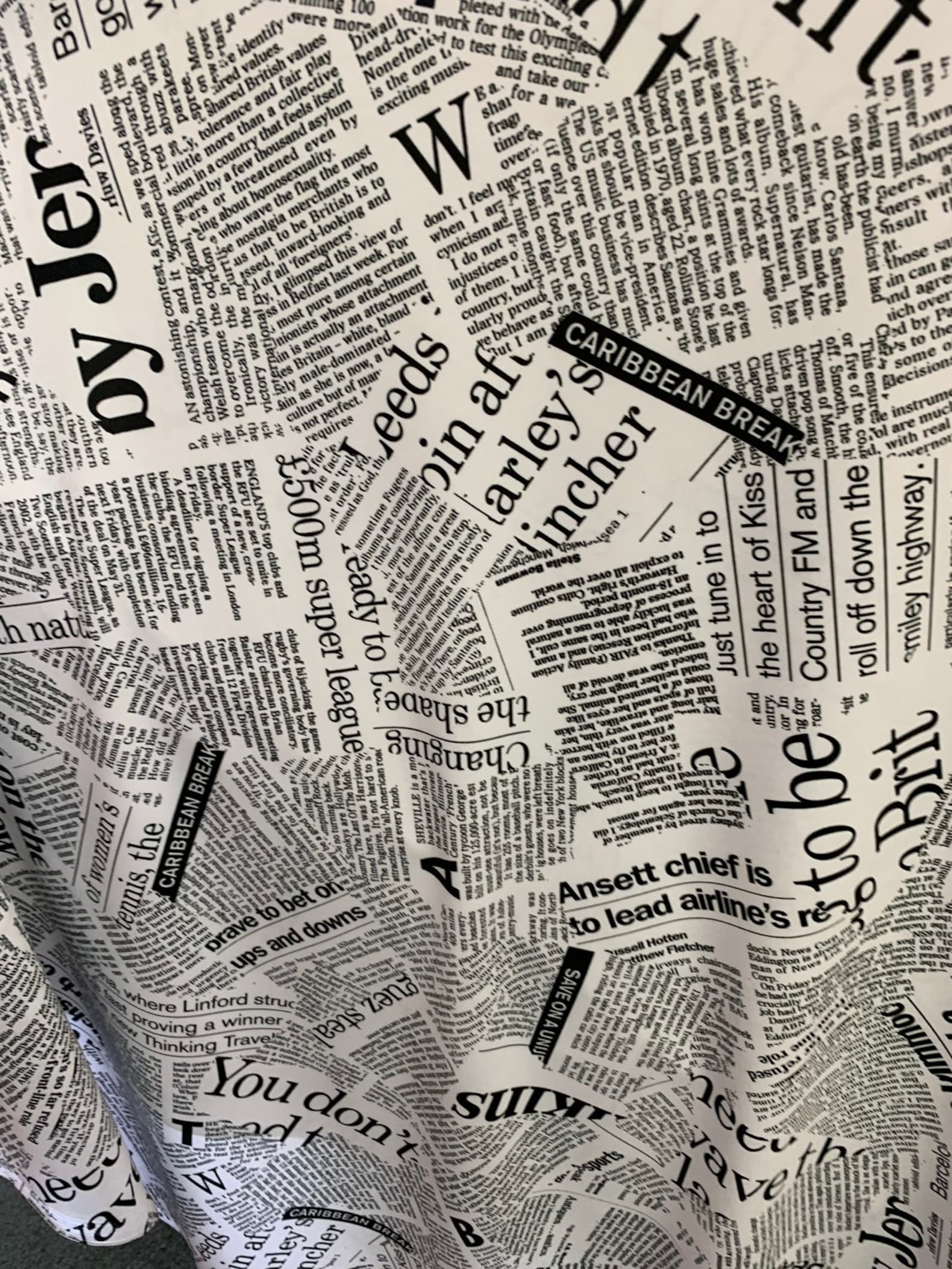 New Heavy Print Nylon Spandex News Paper Design 4way Stretch 58/60 ...