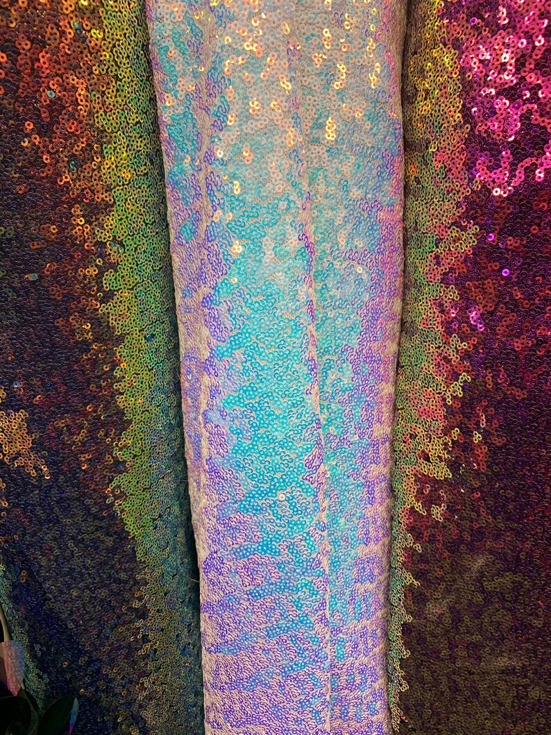 New Iridescent Sequins Cosmic Design 2tone Glitz Sequins on Stretch ...