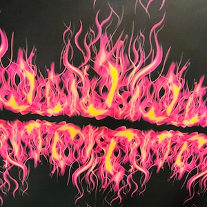 Flames Design Black/pink Fire Print on Great Quality of Poly Spandex 4 ...