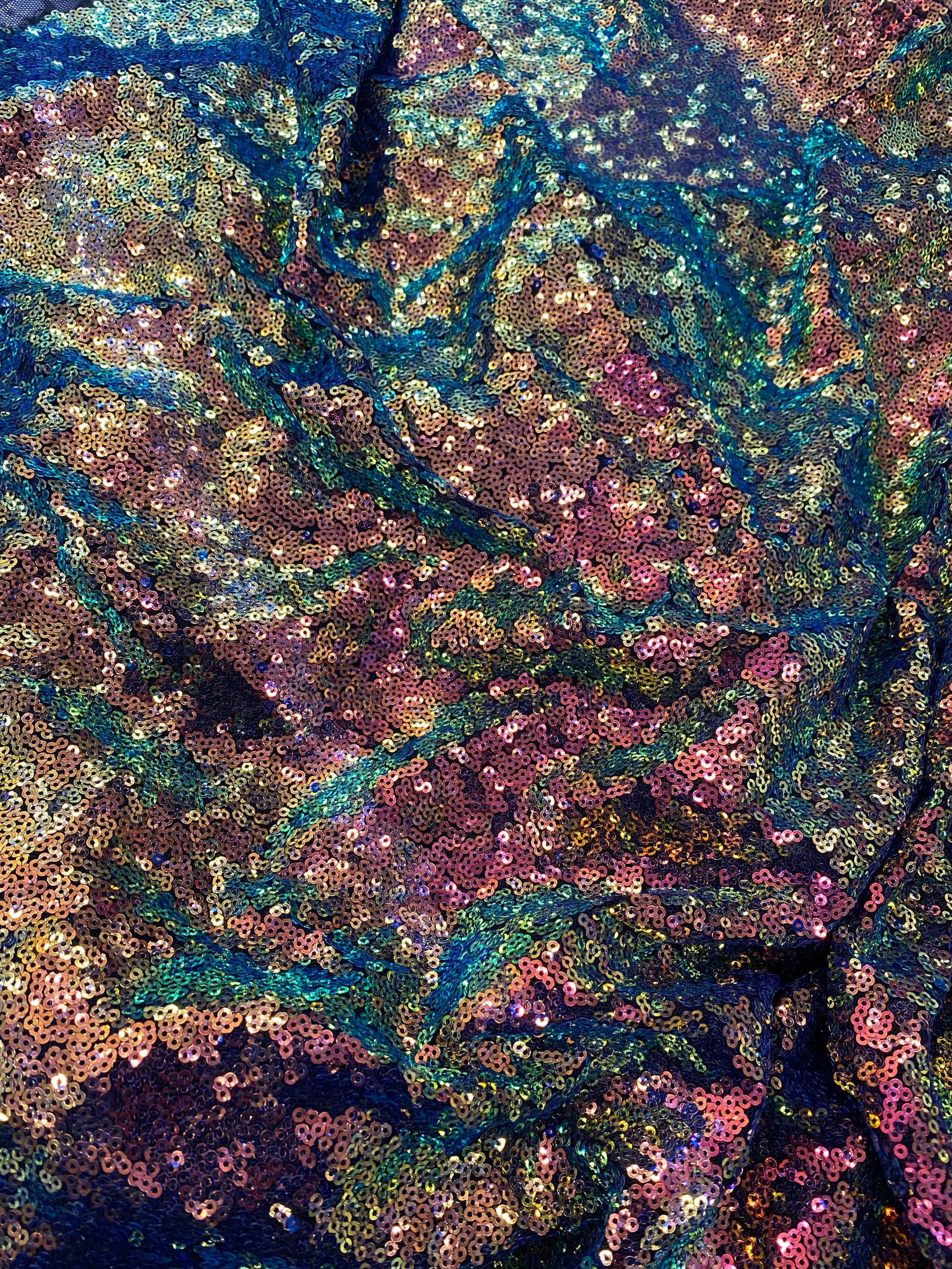 New Cosmic Iridescent Sequins Sapphire Bronze Color on Stretch Mesh 2 ...