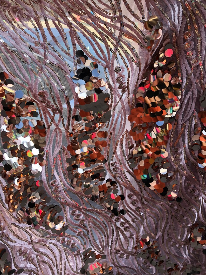 New Paillette Sequins on Stretch Mesh Embroidered 2way Stretch - Etsy