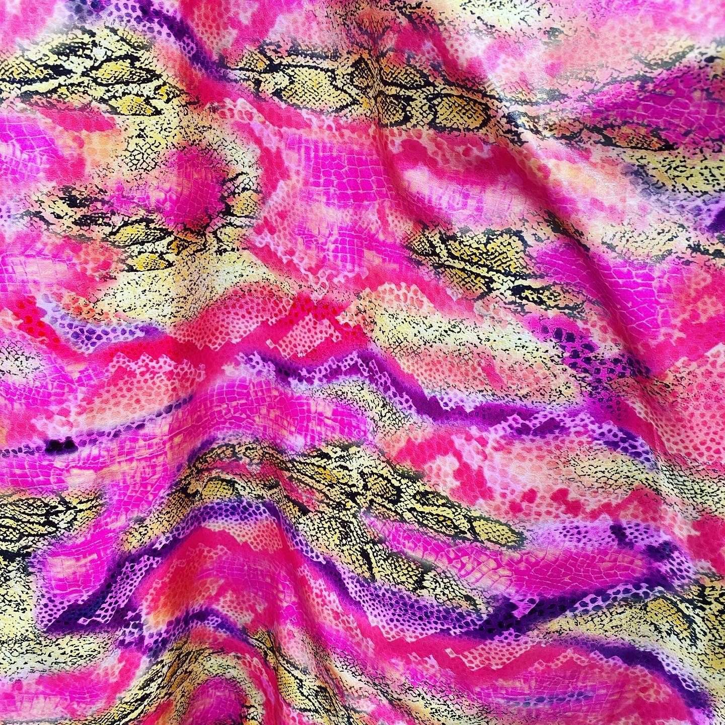 New Exotic snake design pink multicolor print on poly spandex | Etsy