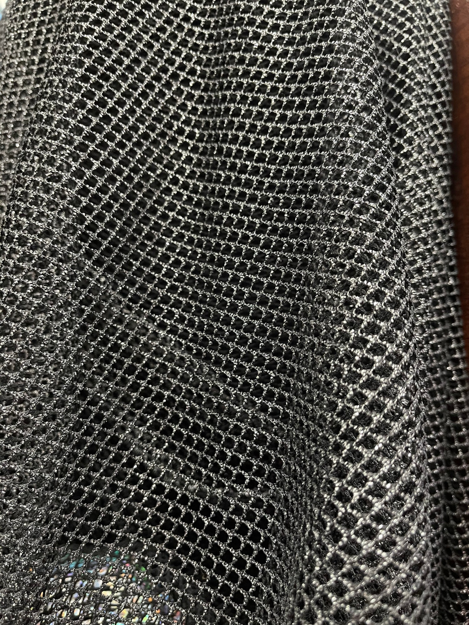 Metallic Fishnet Black/silver 2-way Stretch 58/60” Sold by the YD ...