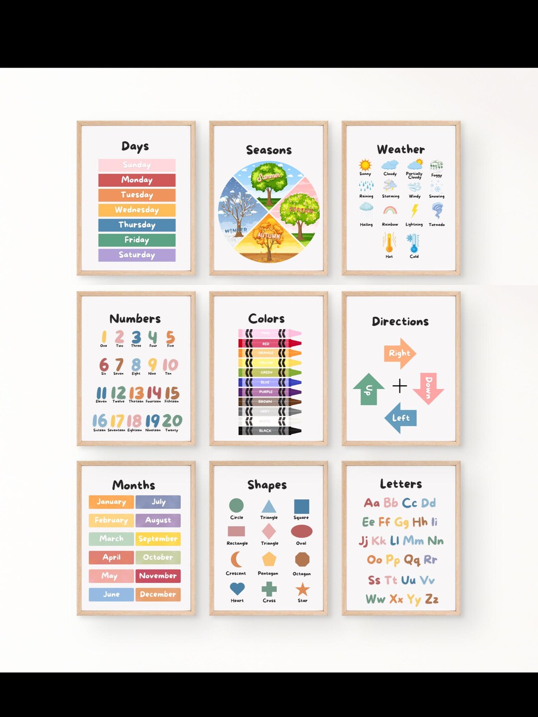 Educational Posters Set, Alphabet Poster, Boho Classroom Decor, for Kid ...