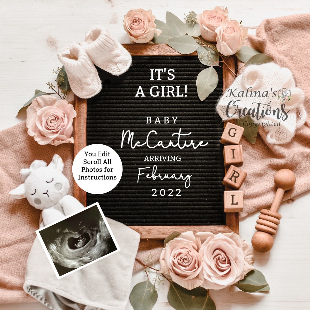 It's A Girl Gender Reveal for Social Media Announce Pregnancy ...