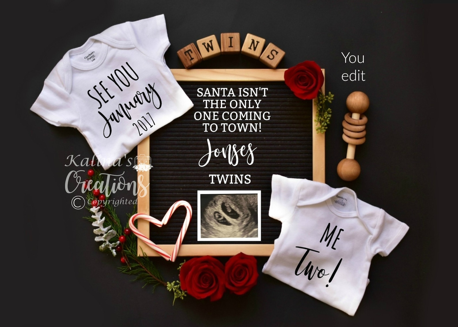 Twins Baby Announcement Digital Printable & Social Media | Etsy