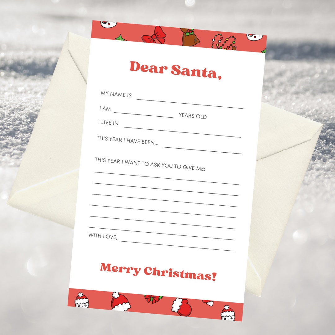 Letter to Santa Printable Christmas Wish List Dear Santa - Etsy