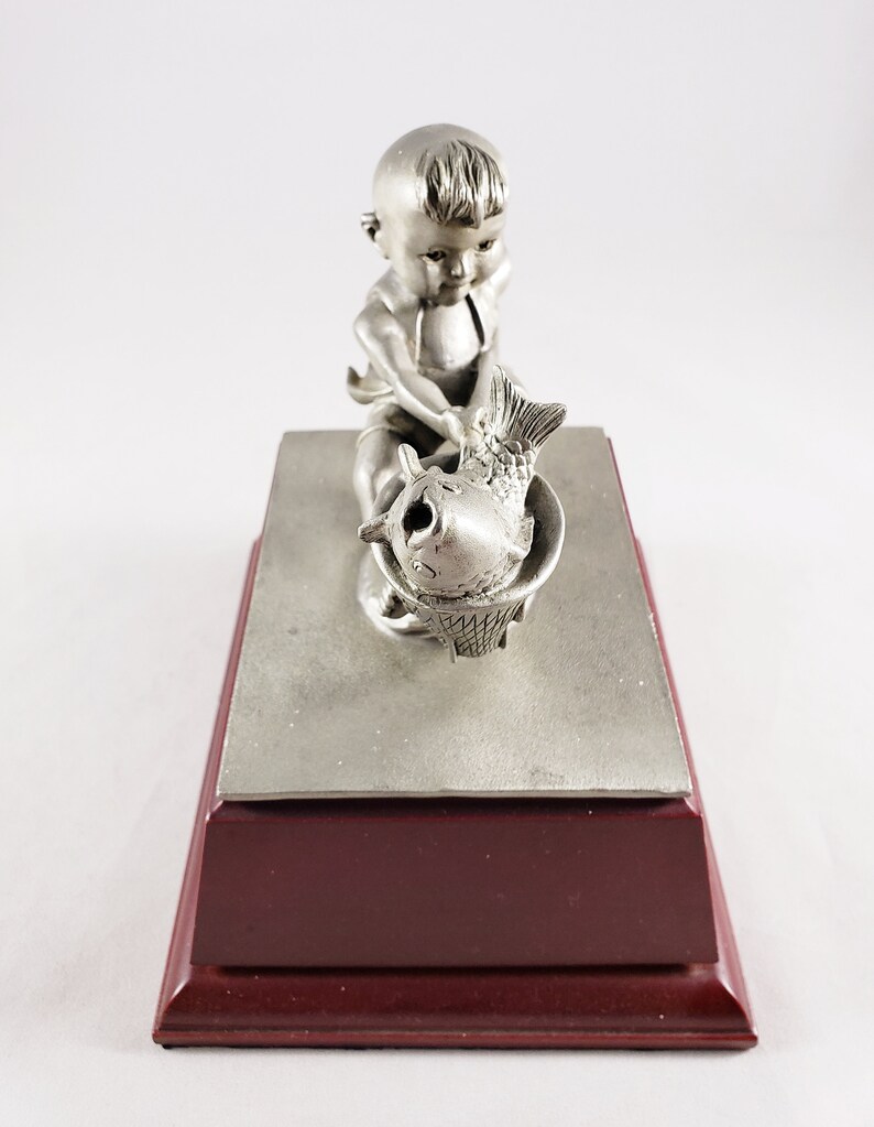 Tumasek Pewter Boy Fishing Statue With Base. - Etsy