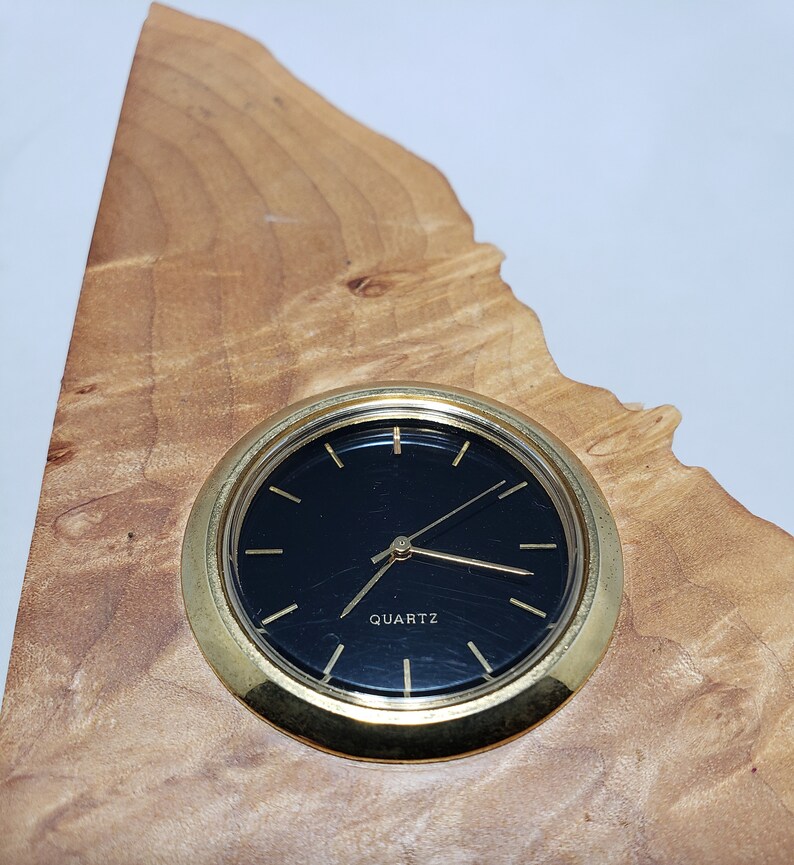 Vintage Handmade Burl Wood Quartz Desk Clock, Artist Signed Charles ...
