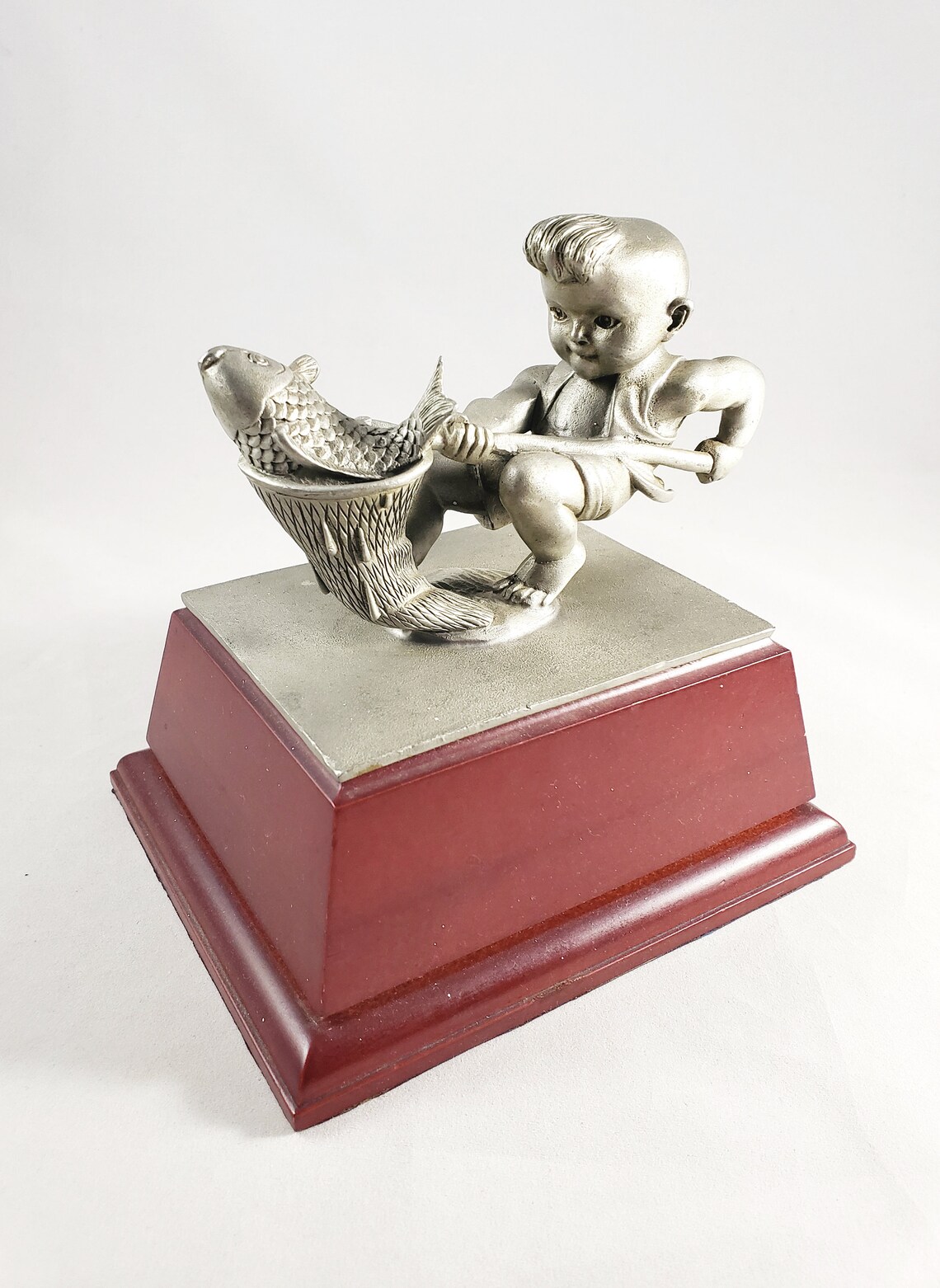 Tumasek Pewter Boy Fishing Statue With Base. - Etsy