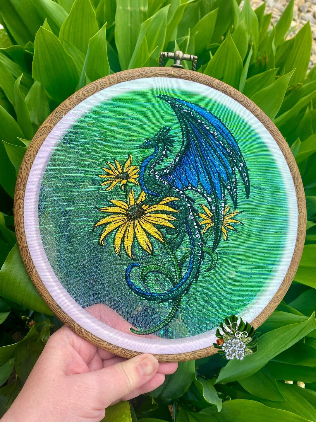 Embroidered Blue Morpho Dragon and Black-eyed Susan Suncatcher ...