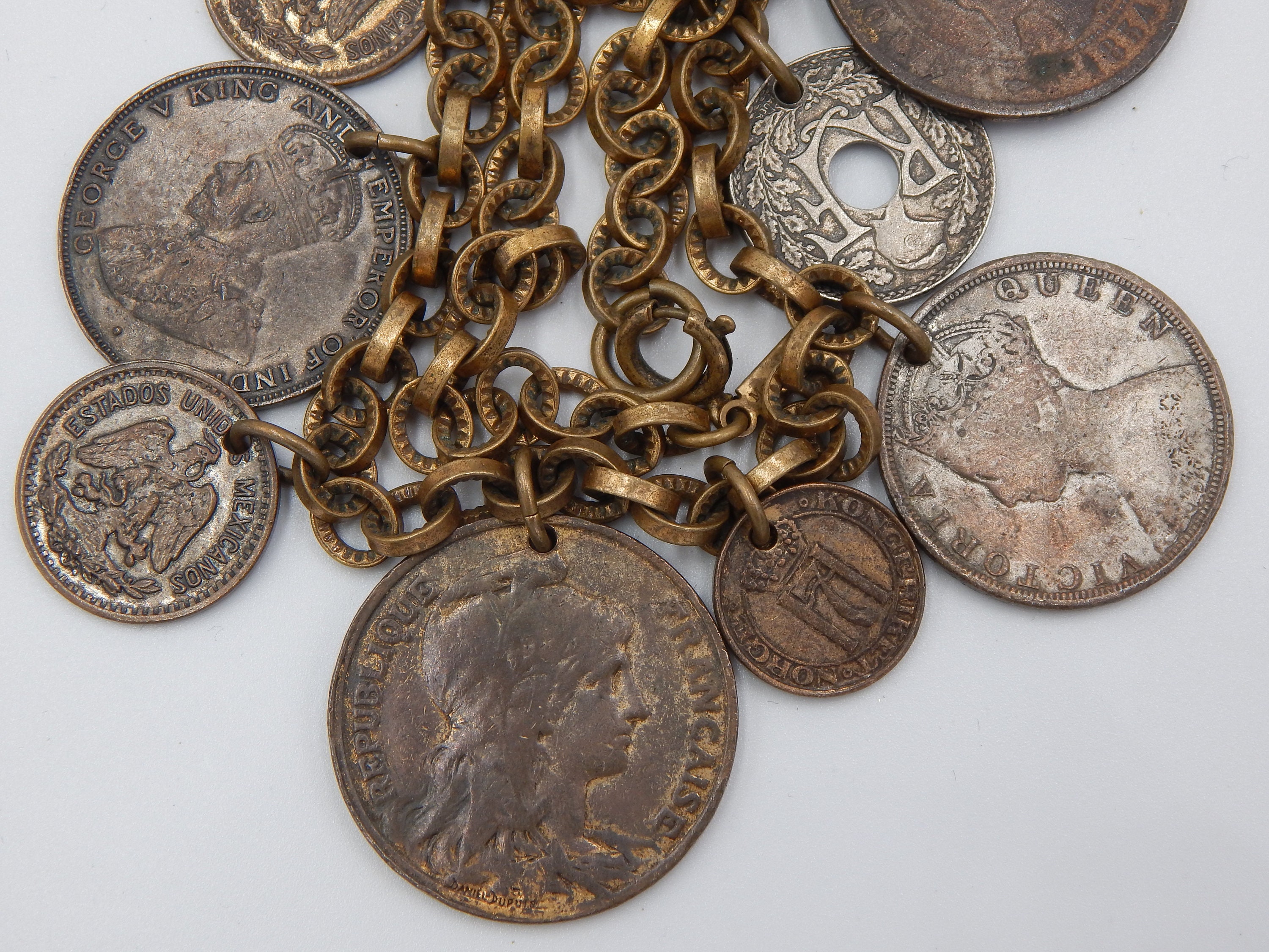 MONET JEWELERS Foreign Coin Charm Necklace Unique - Etsy