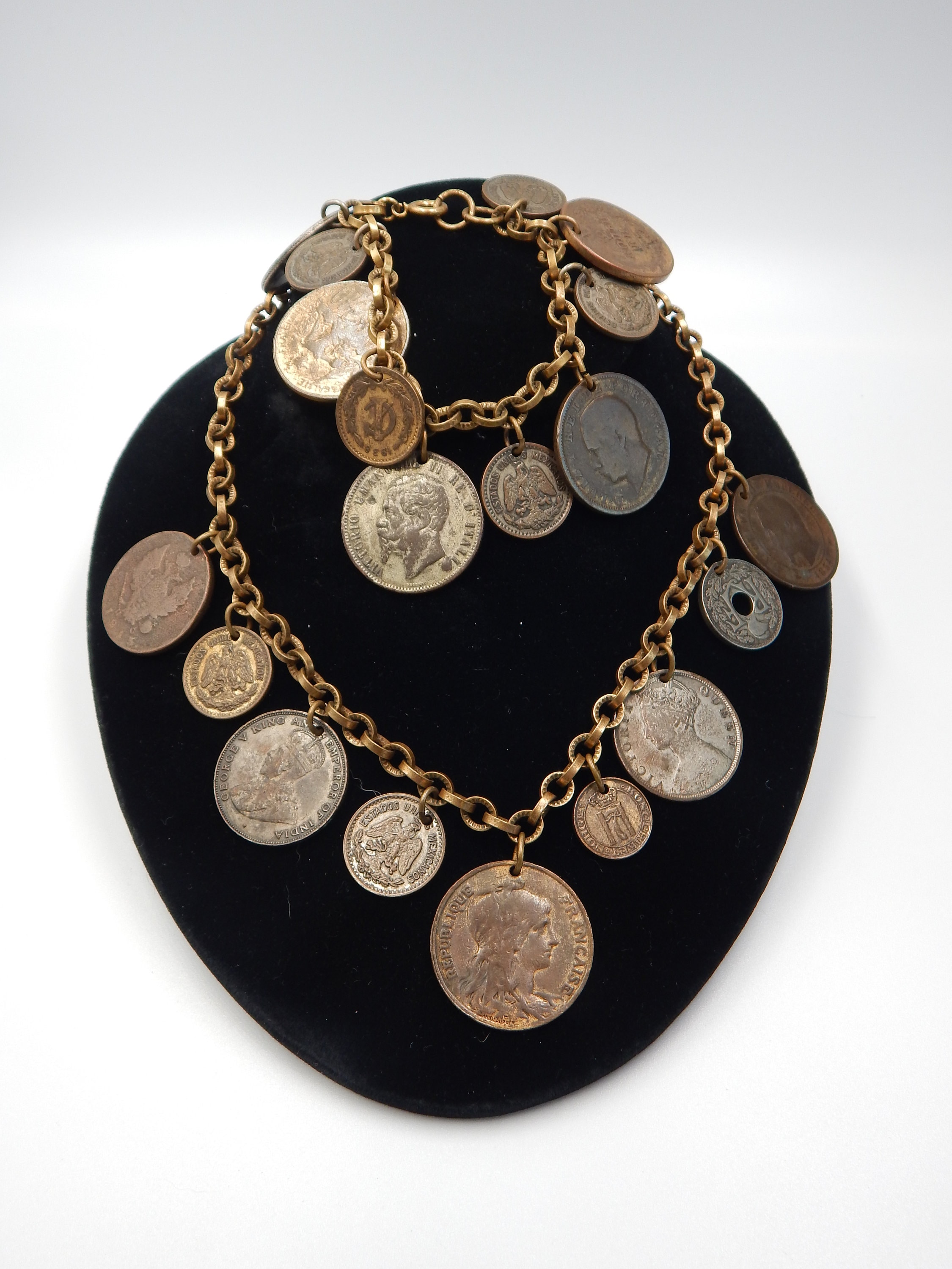 MONET JEWELERS Foreign Coin Charm Necklace Unique - Etsy