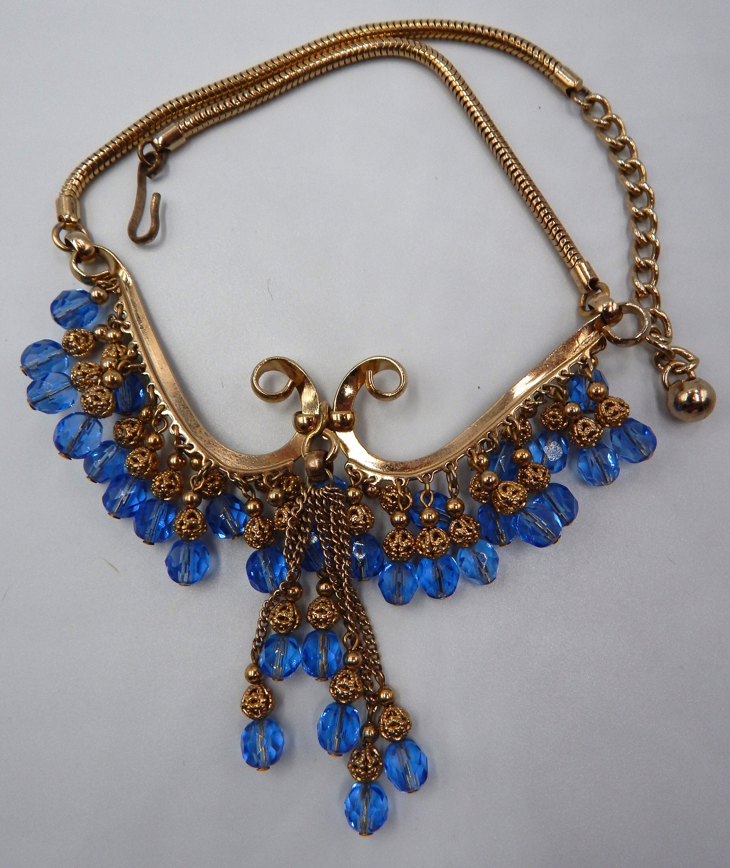 NAPIER Fringe Blue Lucite Filigree Bead Statement Necklace - 1950s - Etsy