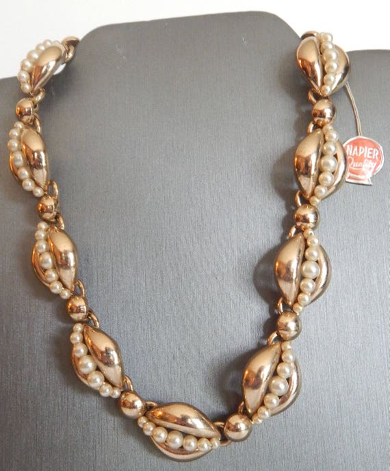 NAPIER Pearl Gold Wash Necklace - Original Hang Tag 1… - Gem