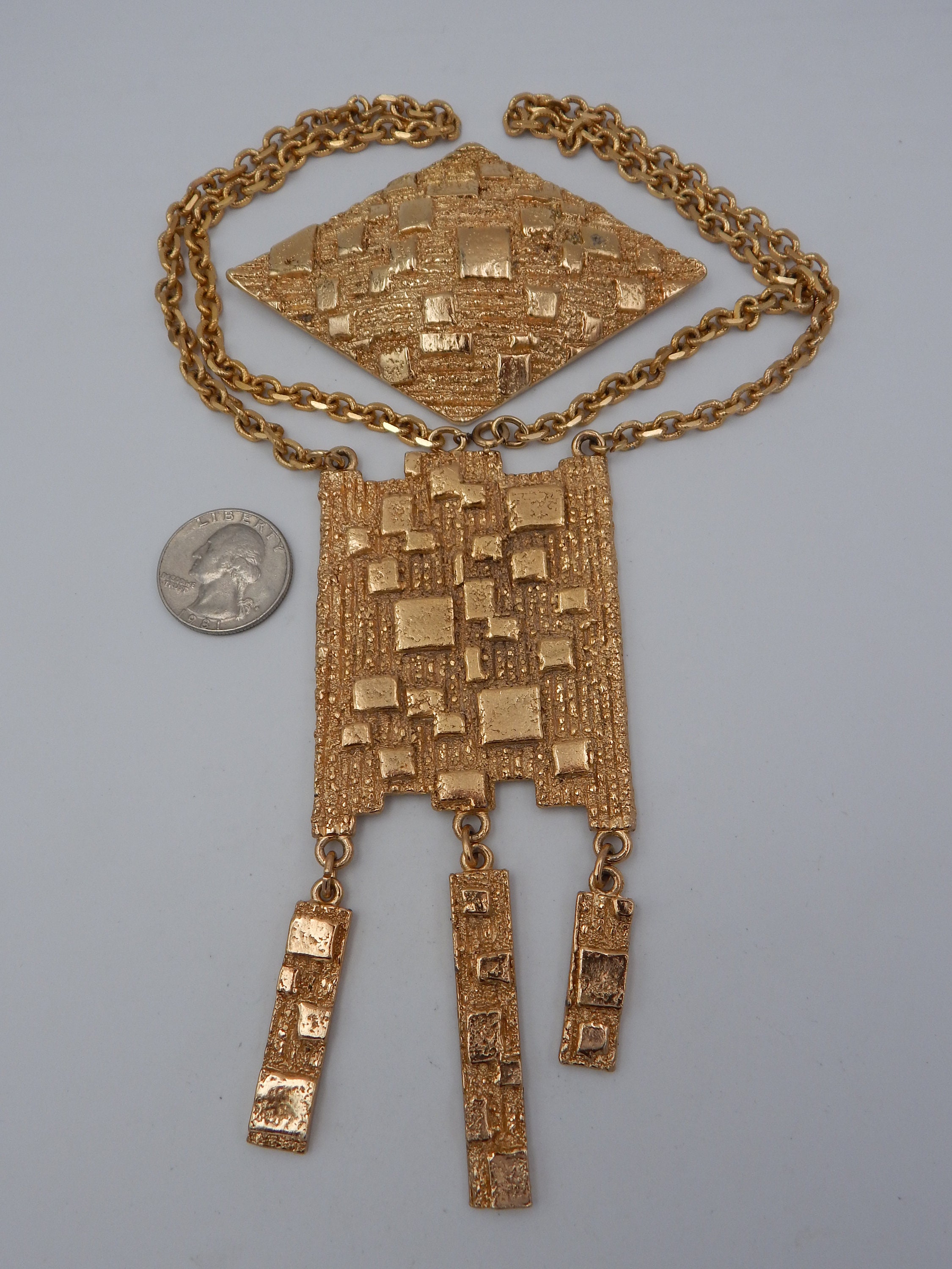NAPIER Brutalist Necklace & Brooch Pin - Francis Fujio Era 1970s - Etsy
