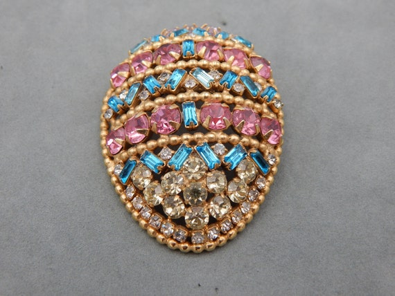 NAPIER Rhinestone Encrusted Easter Egg Pin Brooch - 1… - Gem