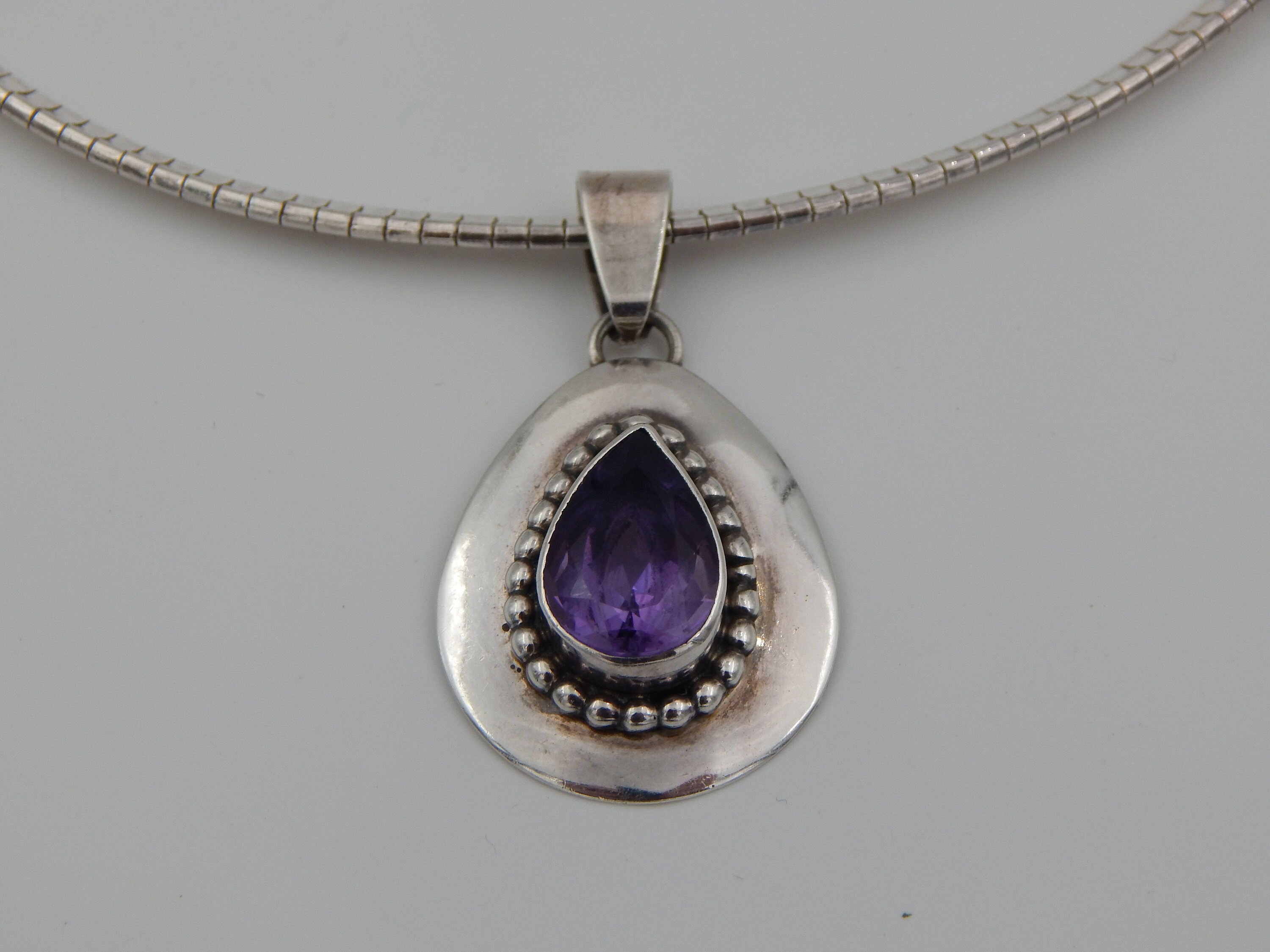 BEA TOM Amethyst Sterling Silver Pendant Necklace Stunning | Etsy