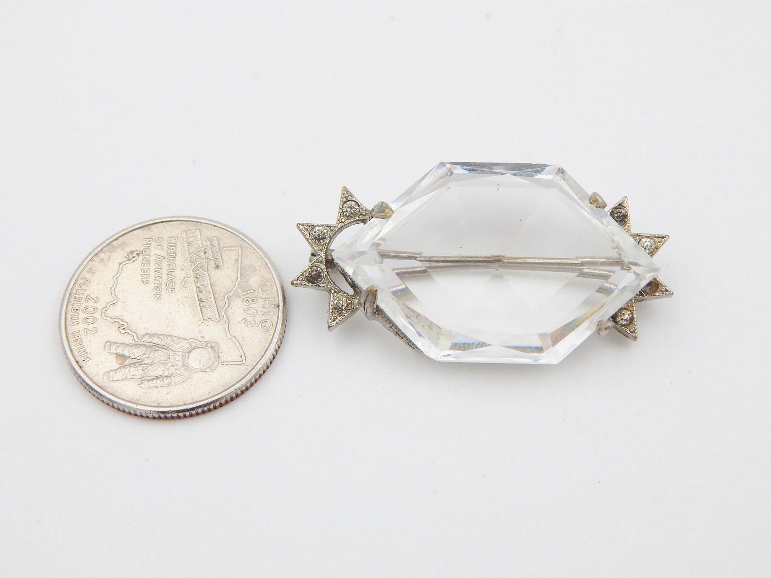 ART DECO Sterling Crystal Marcasite Pin Enchanting | Etsy