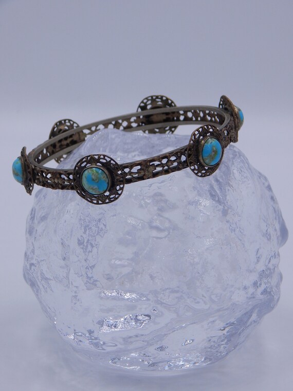 NAPIER French Filigree Art Deco Faux Turquoise Bangle Bracelet - Etsy