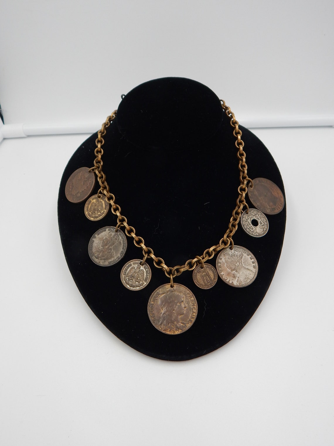 MONET JEWELERS Foreign Coin Charm Necklace Unique - Etsy