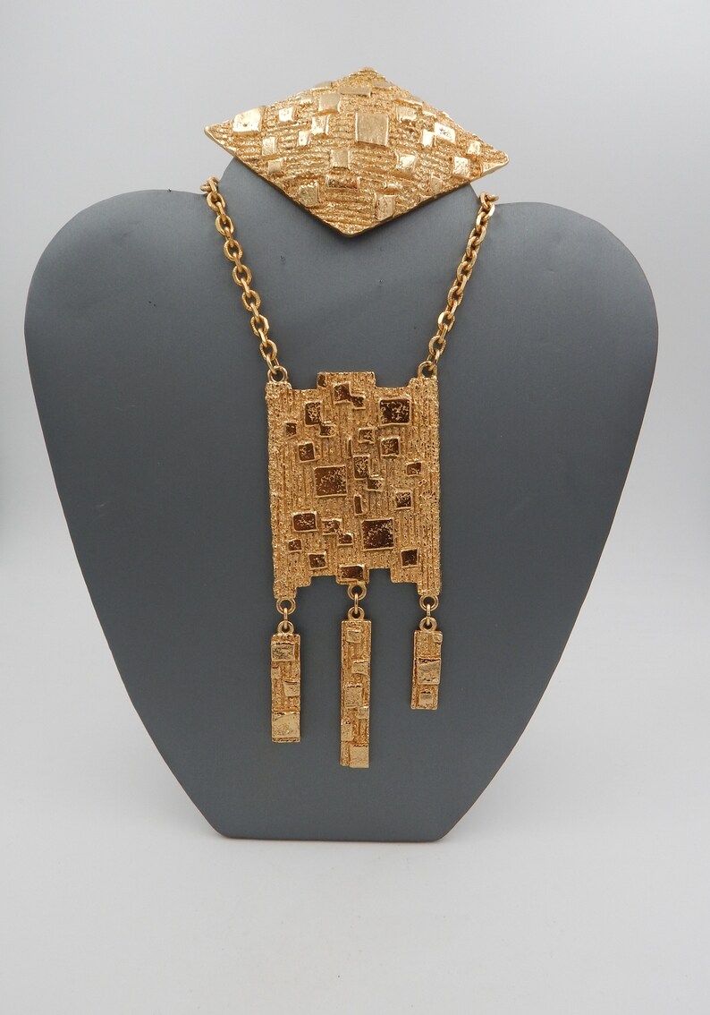 NAPIER Brutalist Necklace & Brooch Pin - Francis Fujio Era 1970s - Etsy