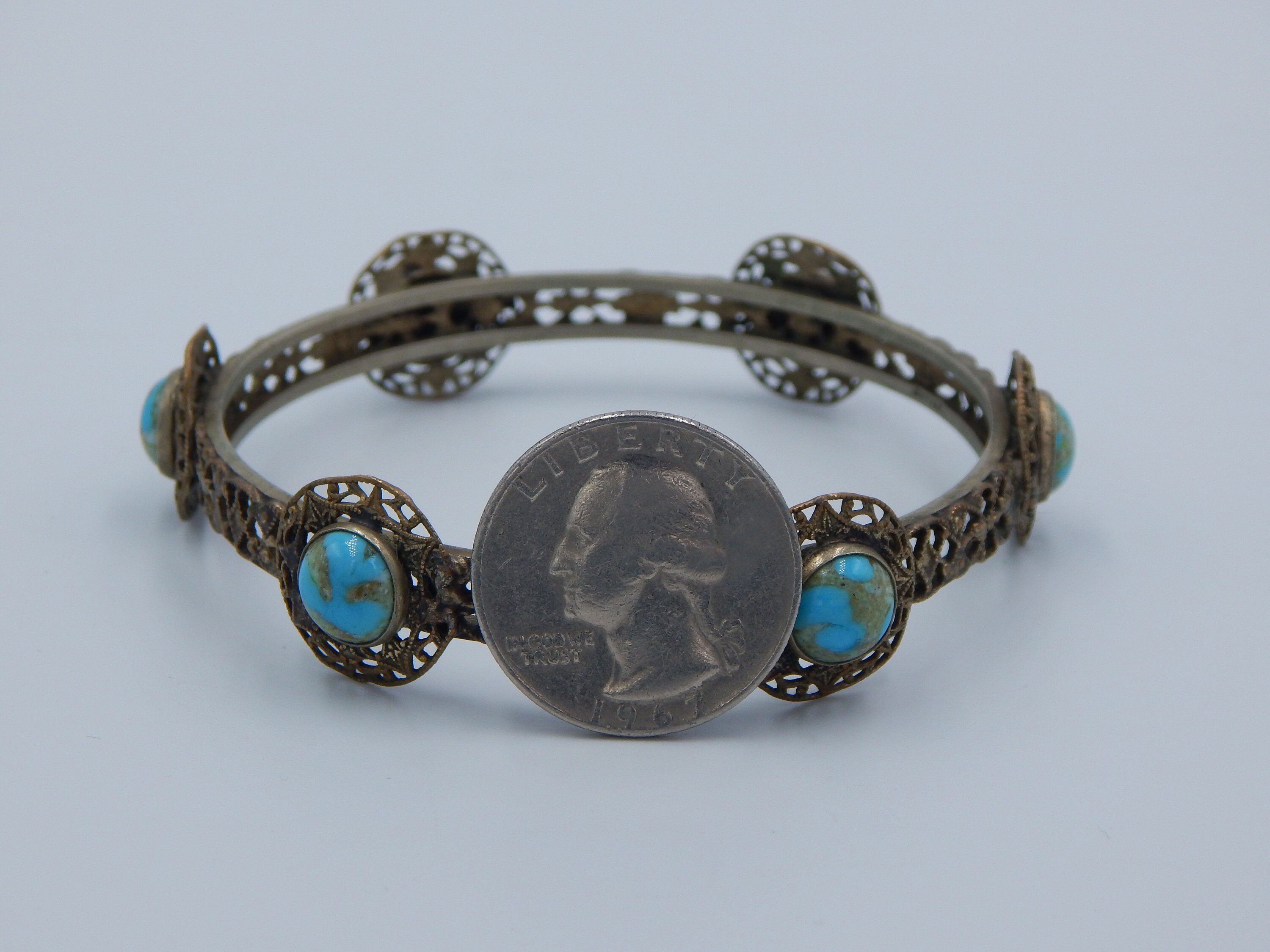 NAPIER French Filigree Art Deco Faux Turquoise Bangle Bracelet - Etsy