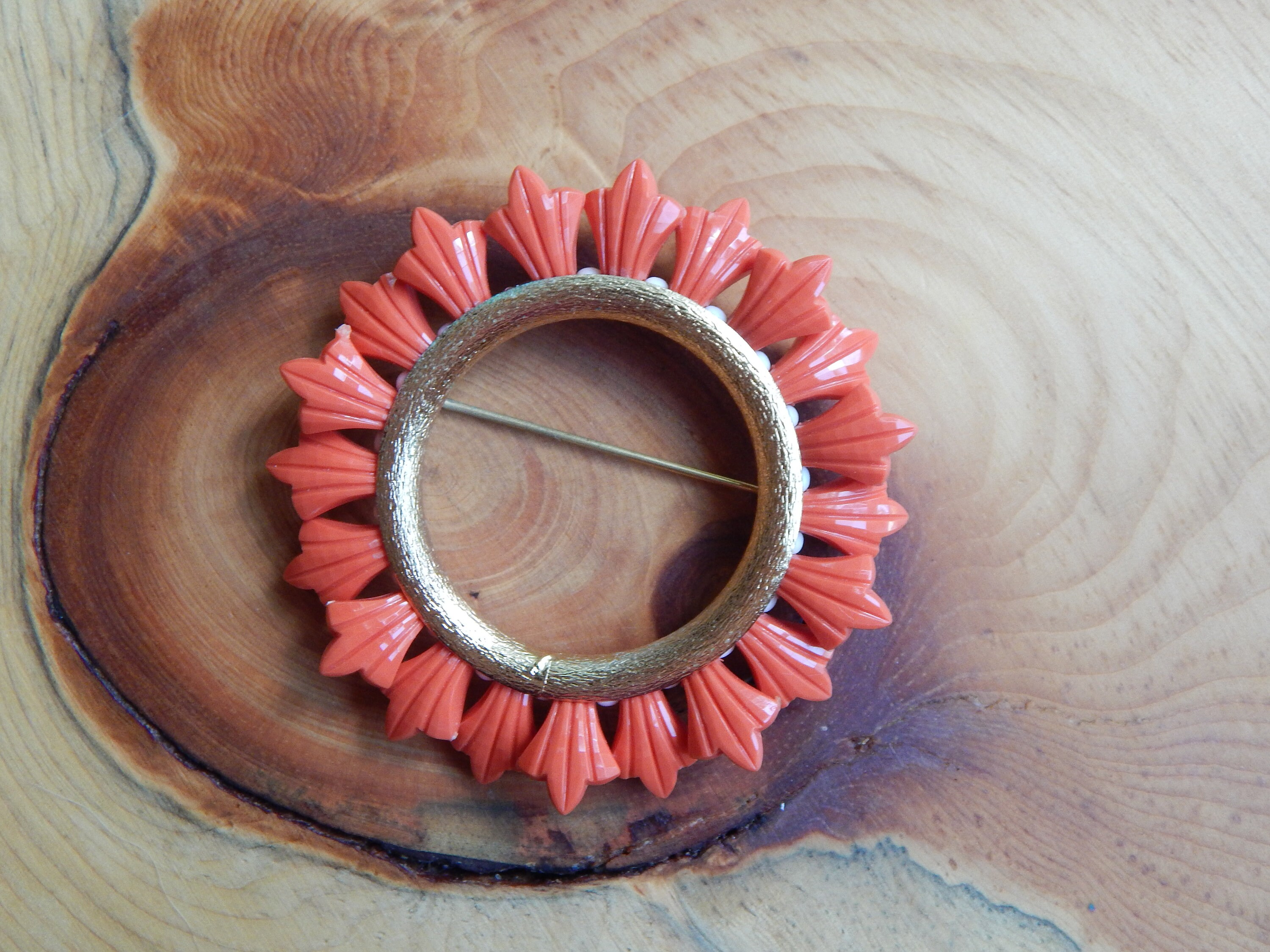 NAPIER Orange Flower Pin - 1960 Mod - Etsy