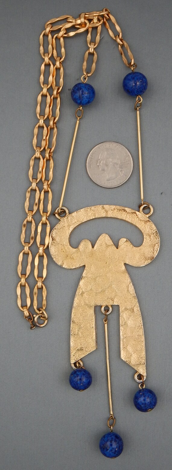 NAPIER Mid Century Modern Hammered Blue Glass Pendant… - Gem