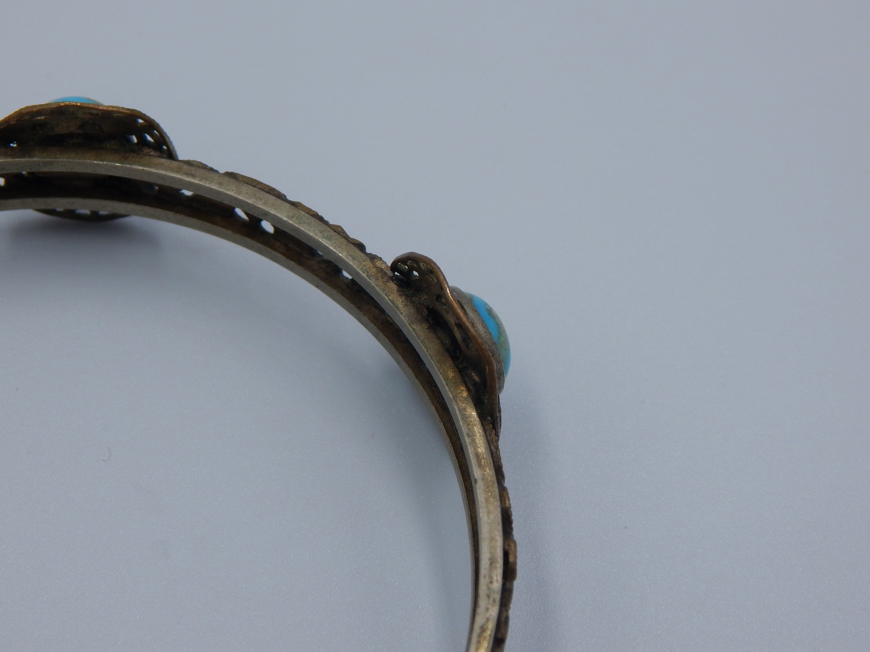 NAPIER French Filigree Art Deco Faux Turquoise Bangle Bracelet - Early ...