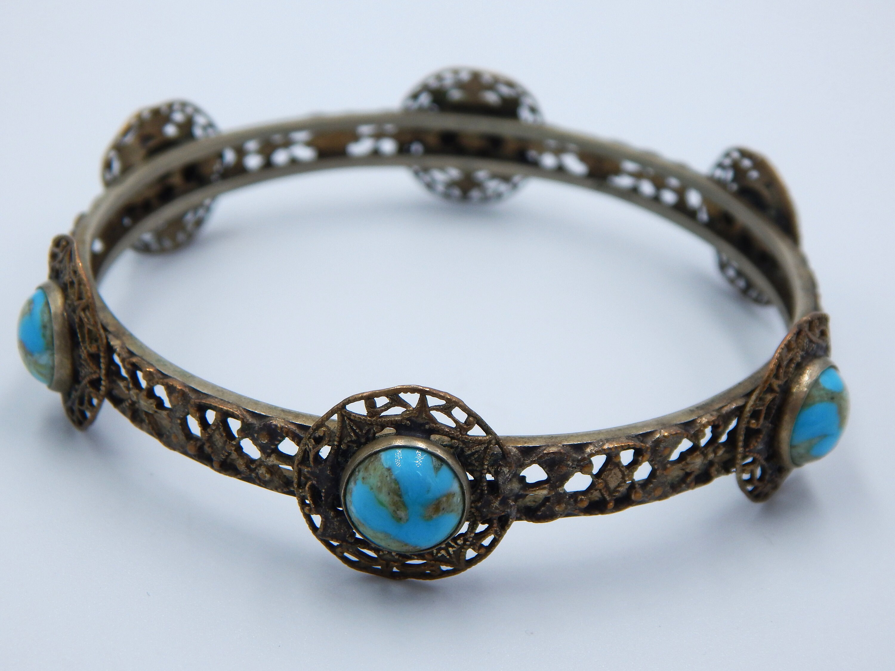 NAPIER French Filigree Art Deco Faux Turquoise Bangle Bracelet - Etsy