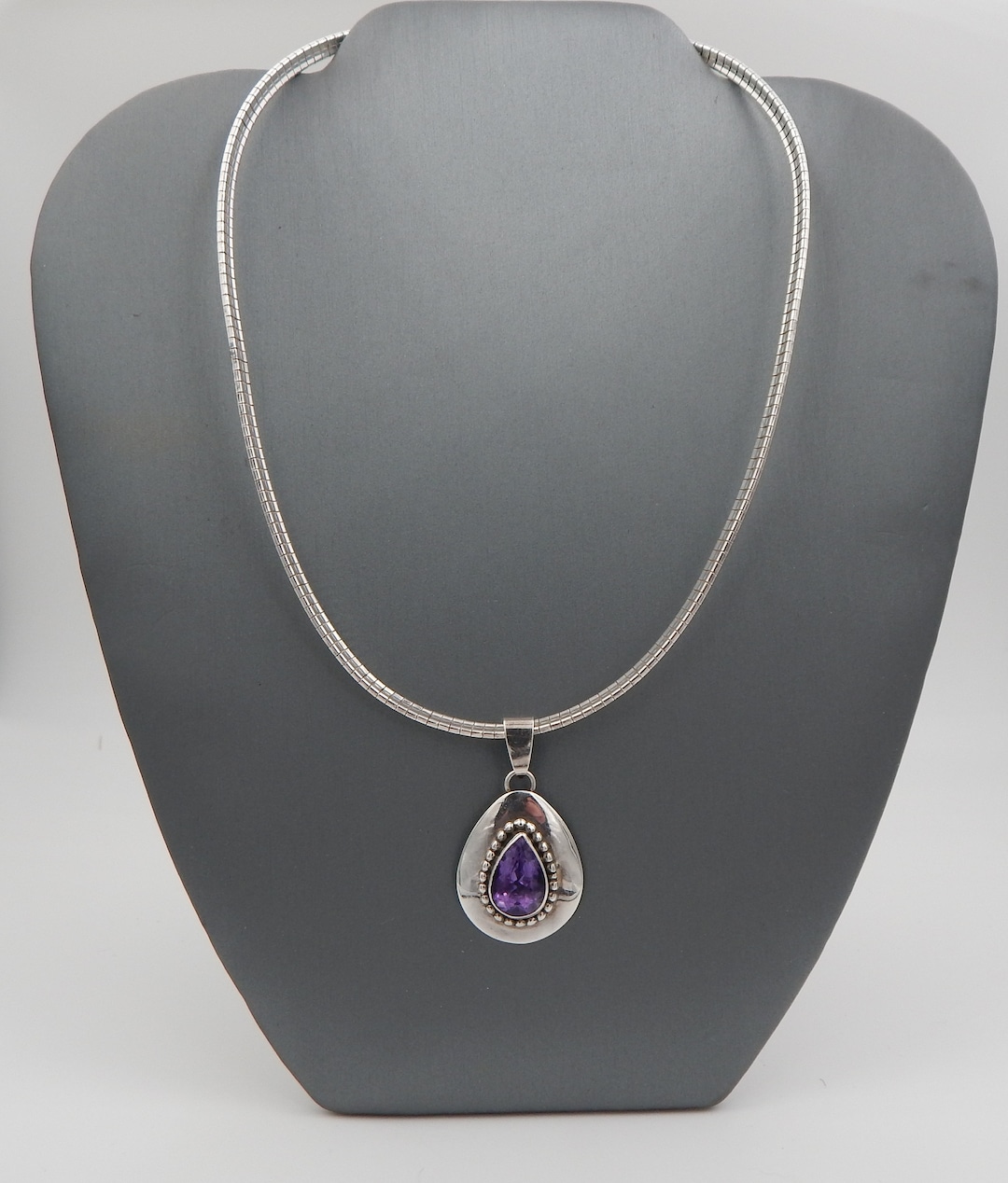 BEA TOM Amethyst Sterling Silver Pendant Necklace - Stunning - Etsy