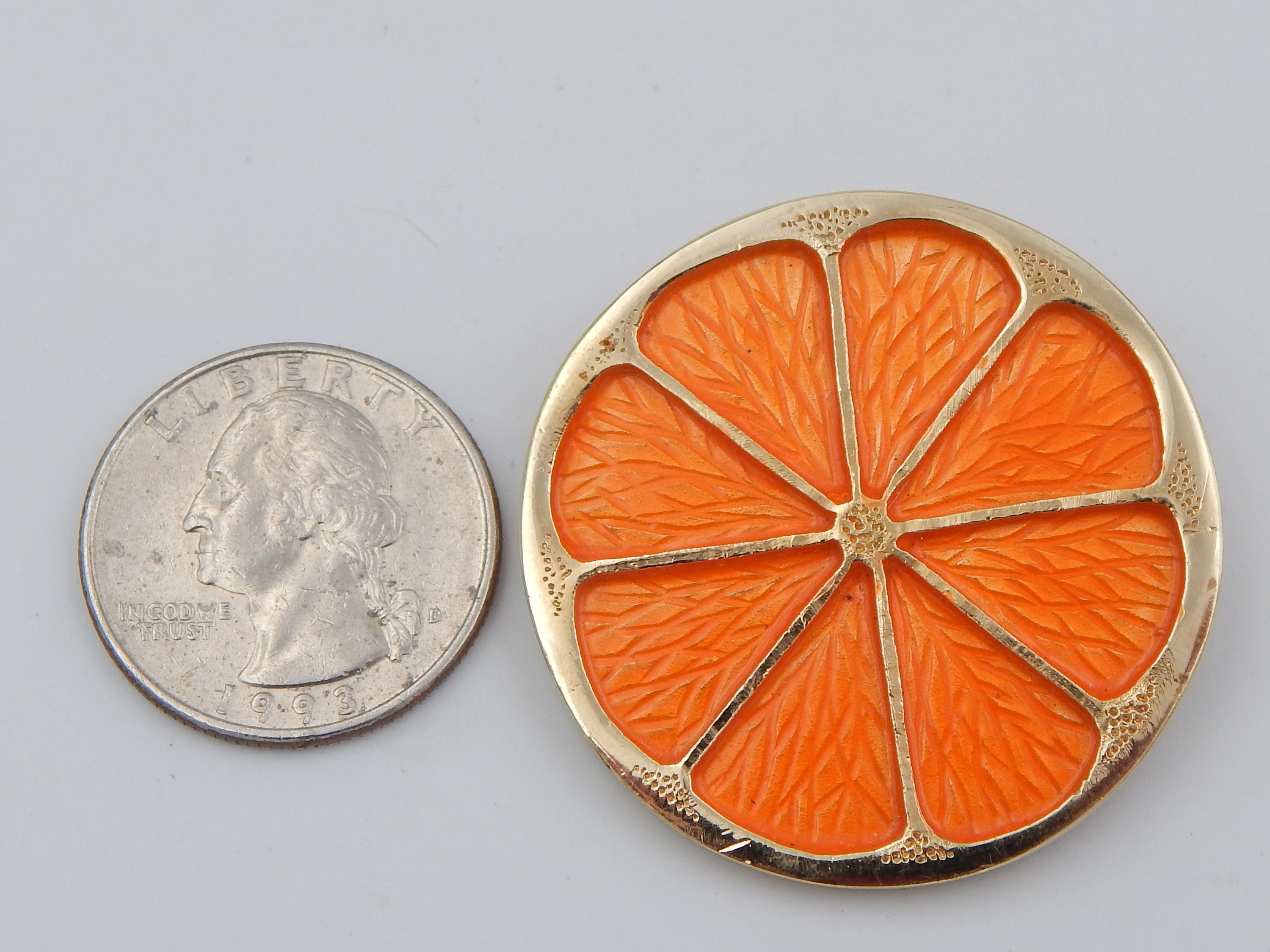 NAPIER Orange Fruit Slice Pin Brooch 1960 Book Piece - Etsy
