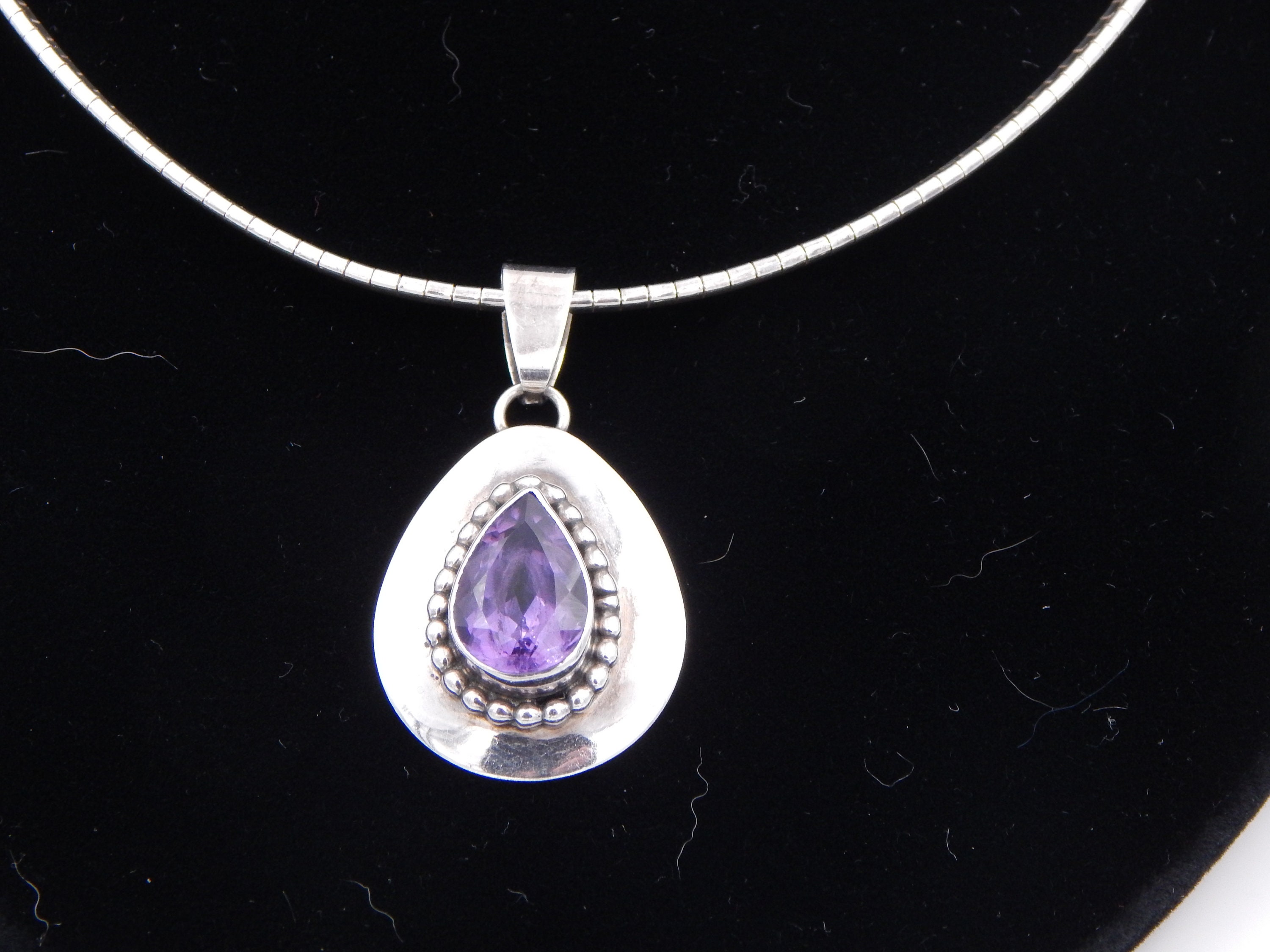 BEA TOM Amethyst Sterling Silver Pendant Necklace Stunning | Etsy