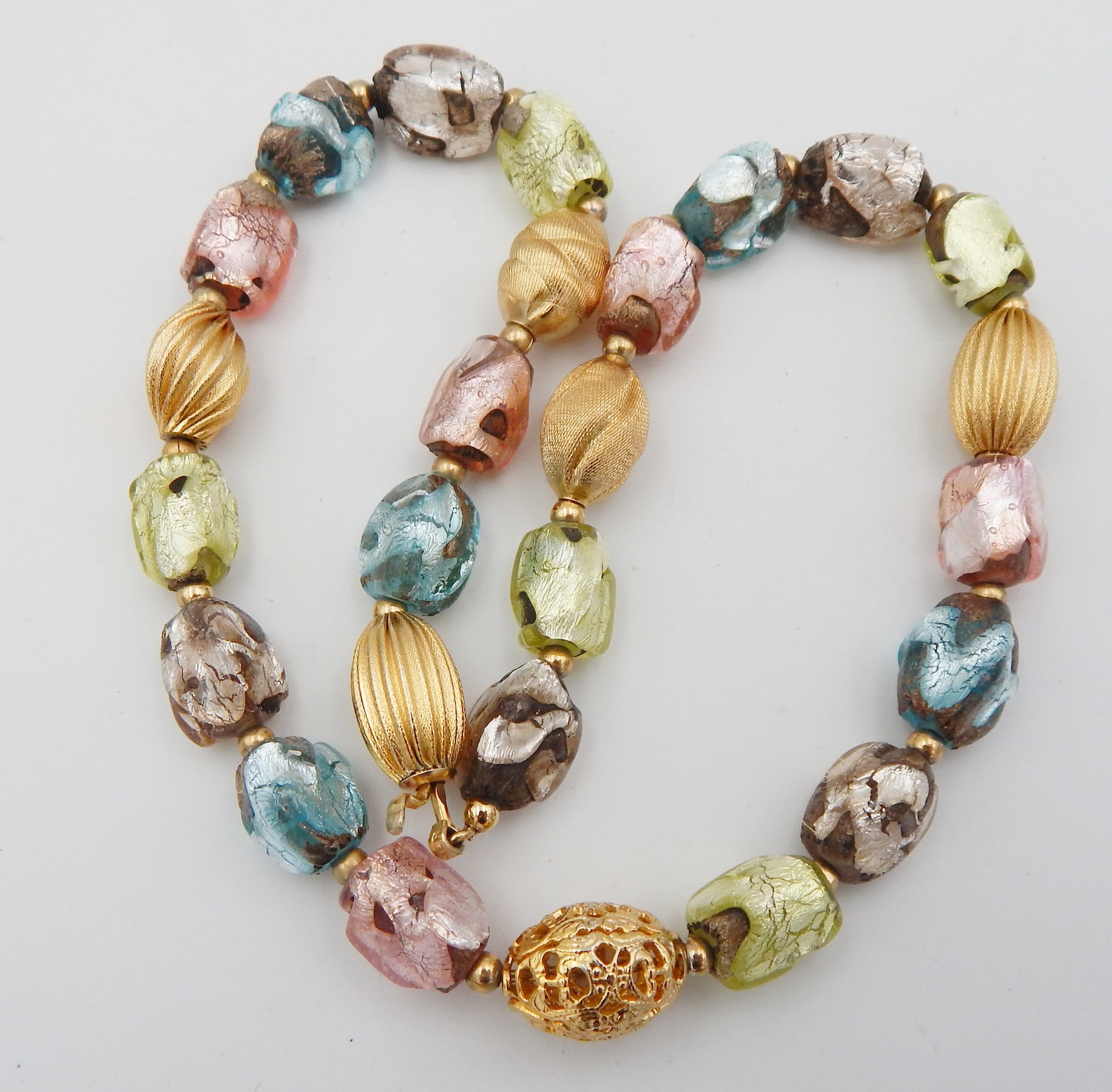 NAPIER Foil Glass Necklace Bead Necklace 1960 Era - Etsy