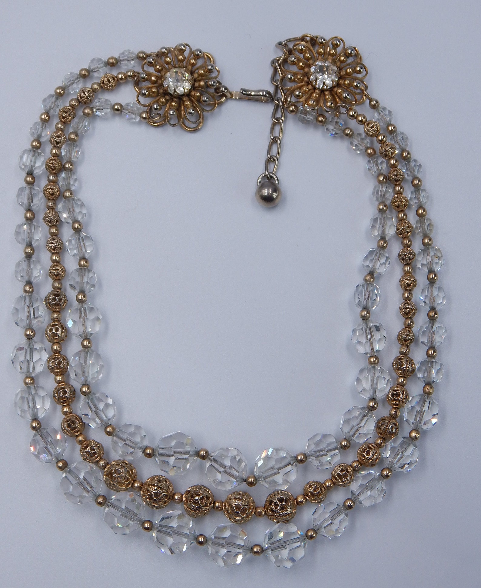 NAPIER Crystal Filigree Bead Necklace - Attractive Clasp - Etsy