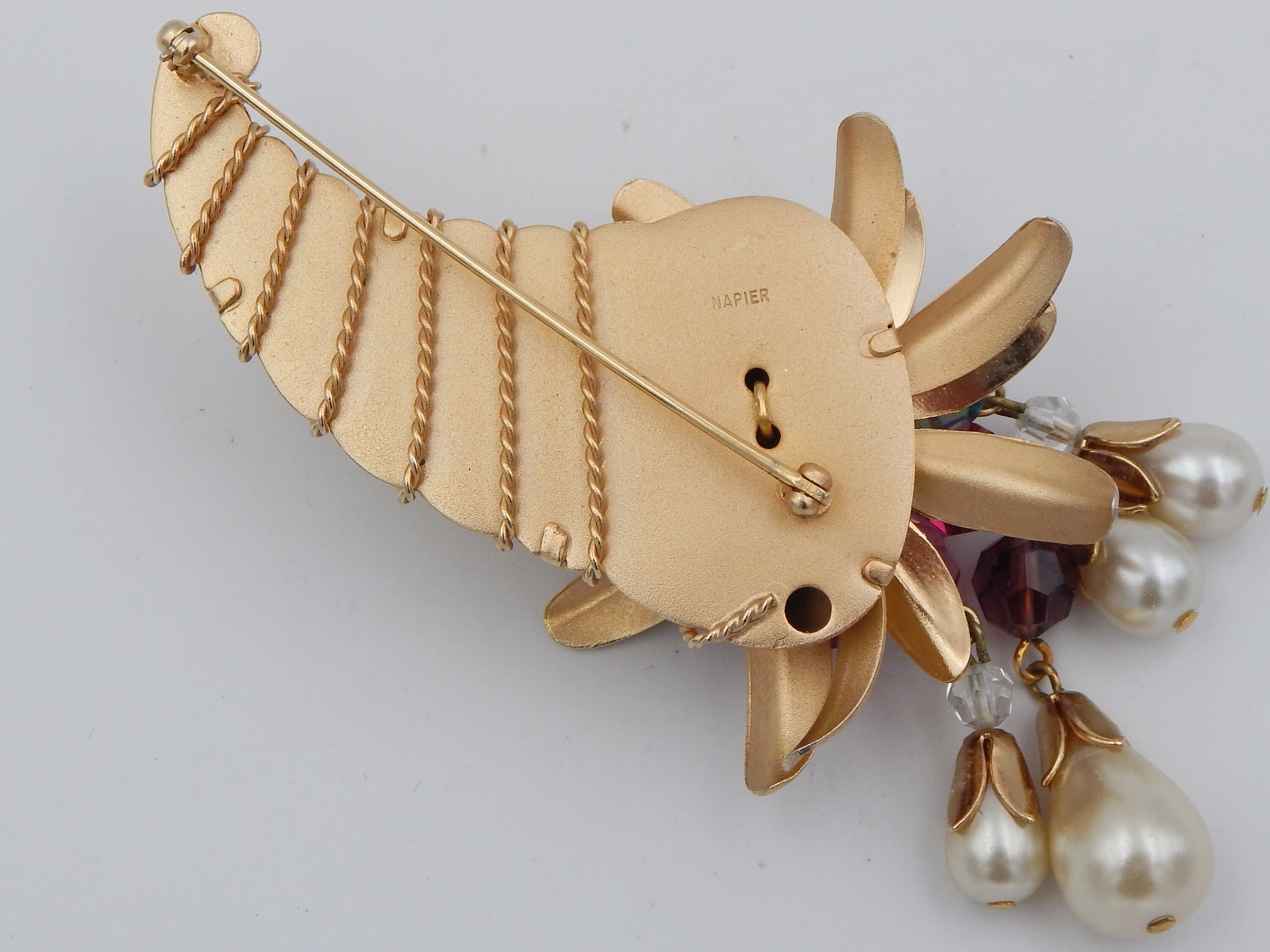 NAPIER Horn of Plenty Cornucopia Pearl Glass Bead Pin - Etsy