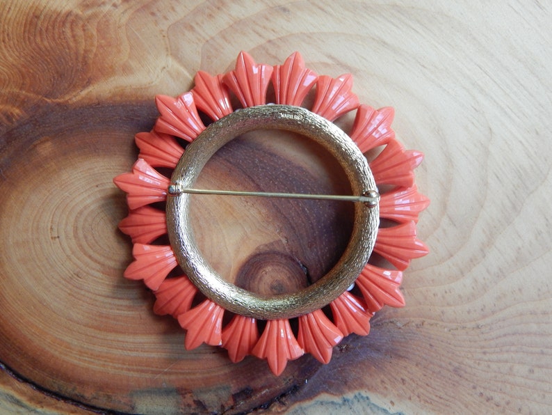 NAPIER Orange Flower Pin - 1960 Mod - Etsy