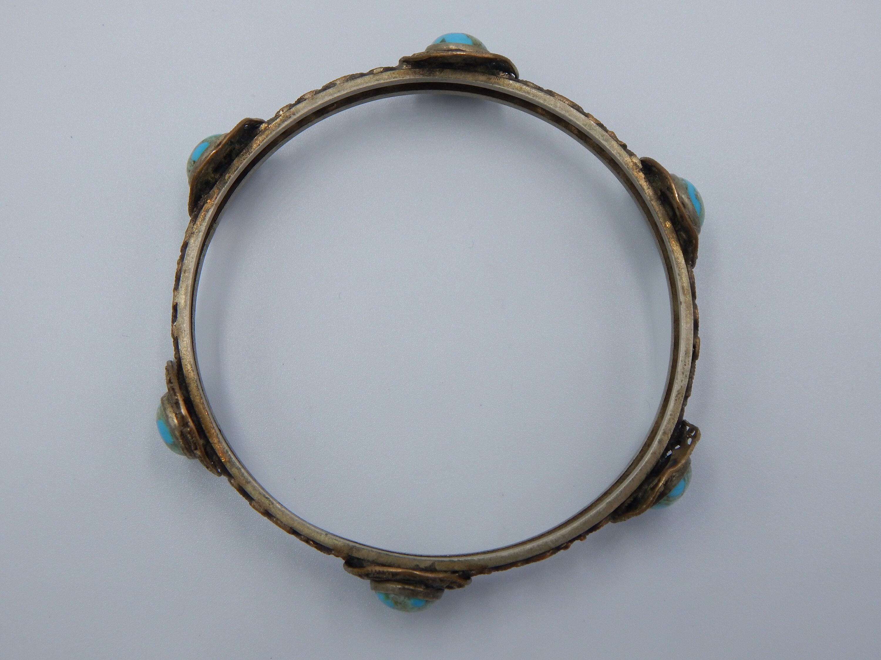 NAPIER French Filigree Art Deco Faux Turquoise Bangle Bracelet - Early ...