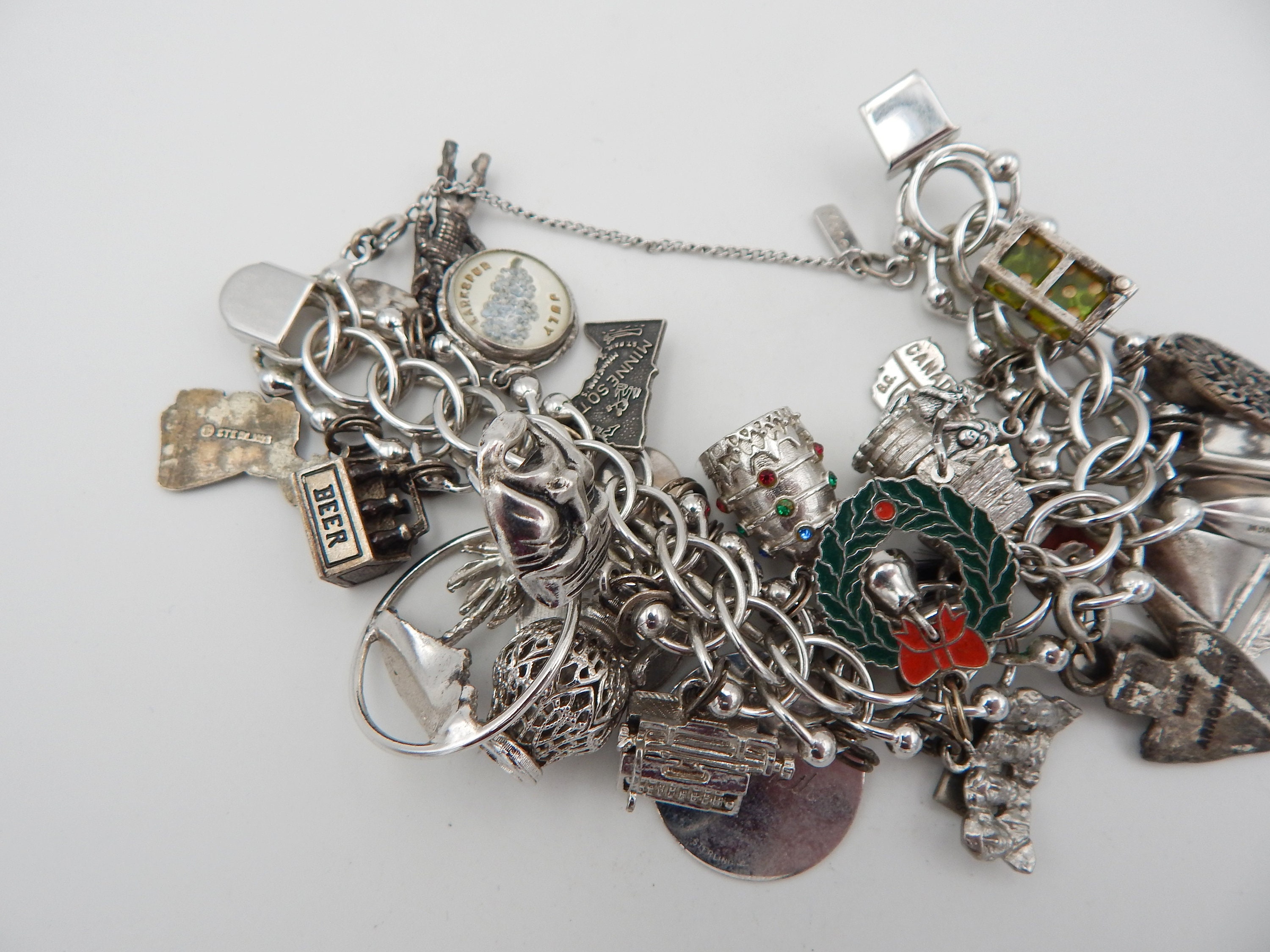 MONET Charm Bracelet Sterling & Non Sterling - Loaded With Charms - Etsy