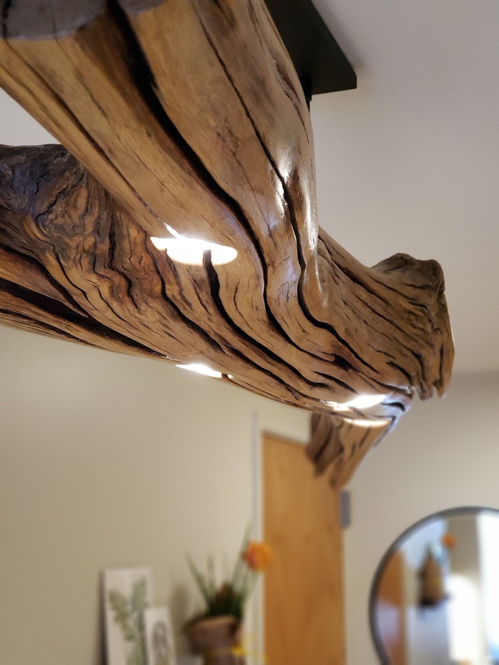 Large Oak Driftwood Light Fixture Chandelier With Architectural Steel ...