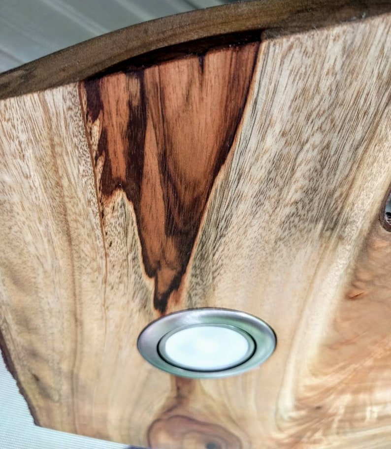Live Edge Wood Slab Light Fixture Chandelier With Industrial Plate ...