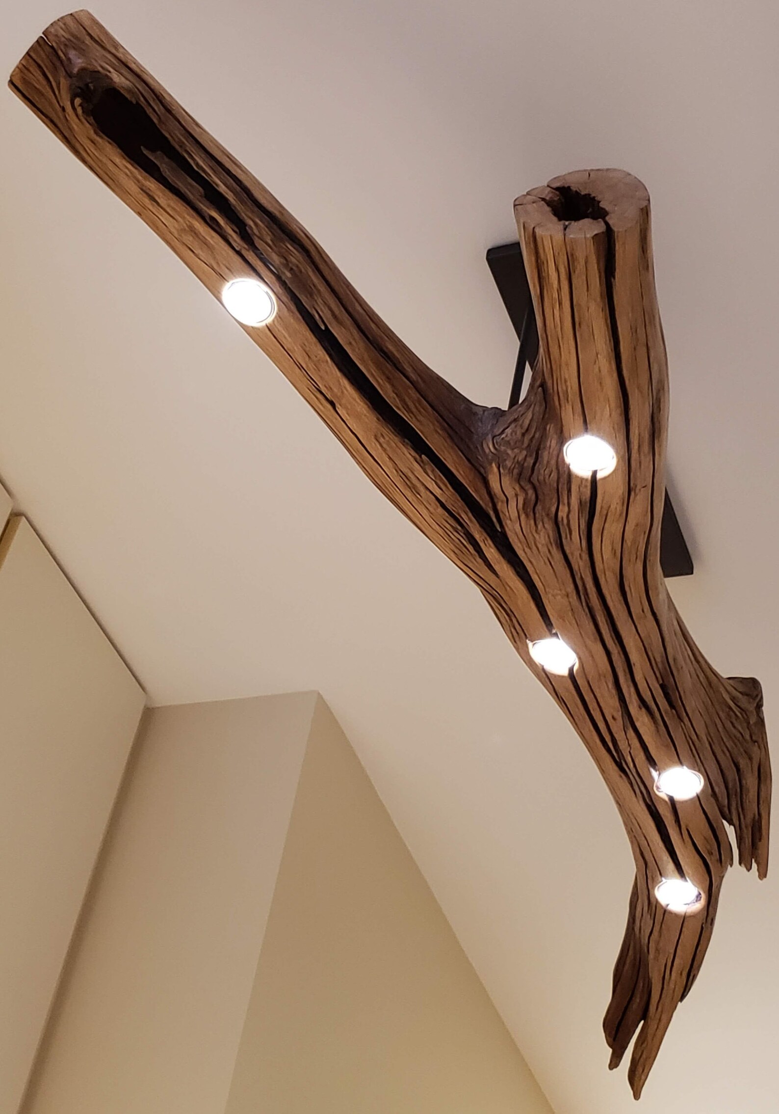 Large Oak Driftwood Light Fixture Chandelier With Architectural Steel ...