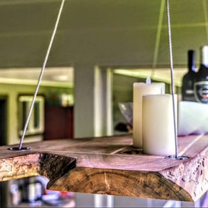 Live Edge Wood Slab Light Fixture Chandelier With Industrial Plate ...