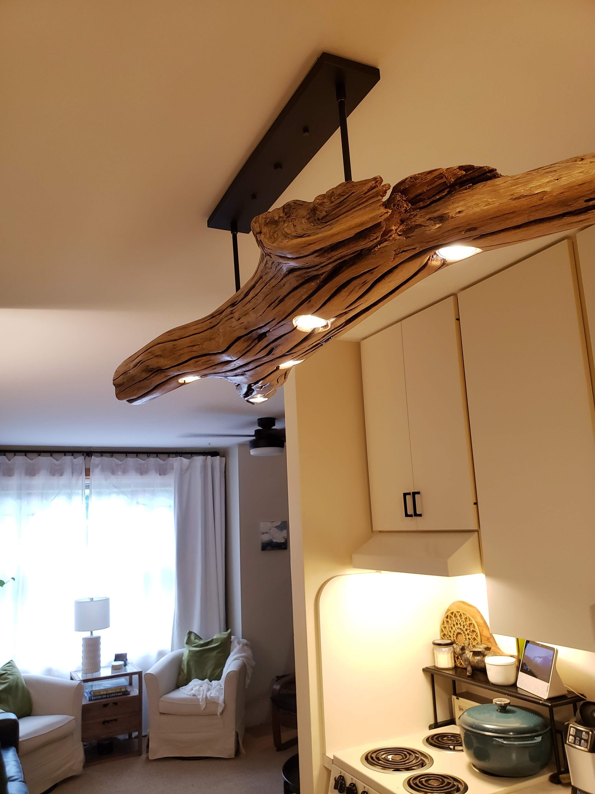 Large Oak Driftwood Light Fixture Chandelier With Architectural Steel ...