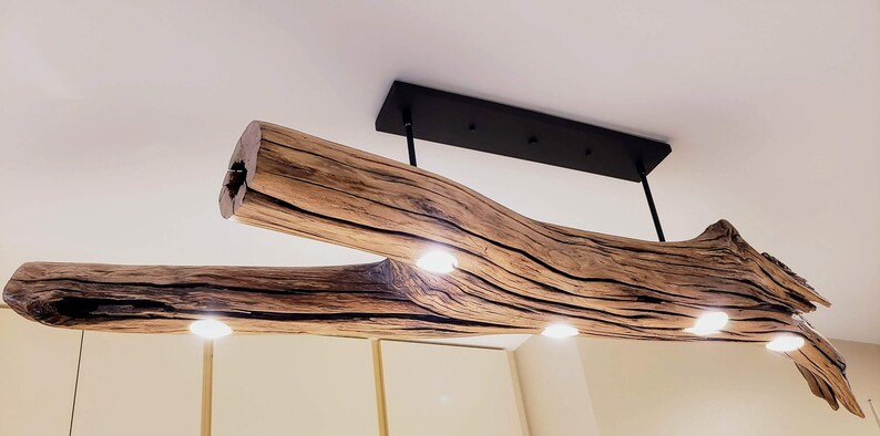 Large Oak Driftwood Light Fixture Chandelier With Architectural Steel ...
