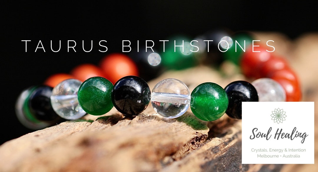 Taurus Birthstone Bracelet, Agate Stones, Jade Stones, Quartz Crystal ...