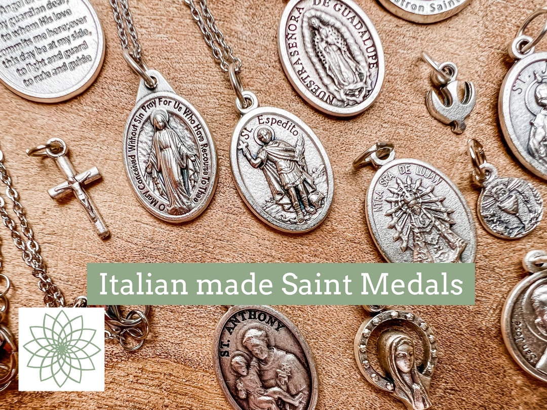 Italian Saint Medal, Silver Oxidized Religious Medals - Etsy