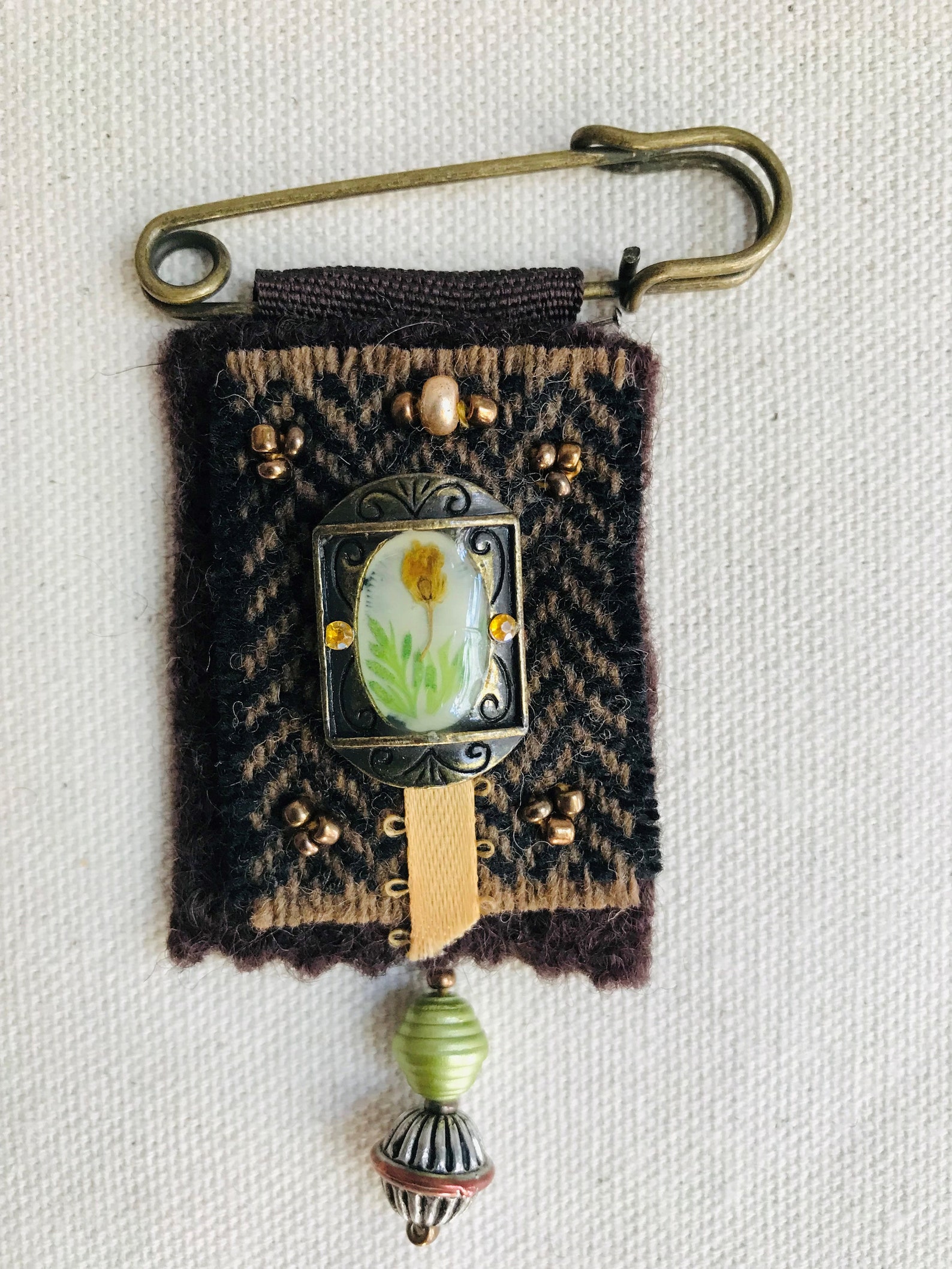 Embroidered Wool Pin - Etsy