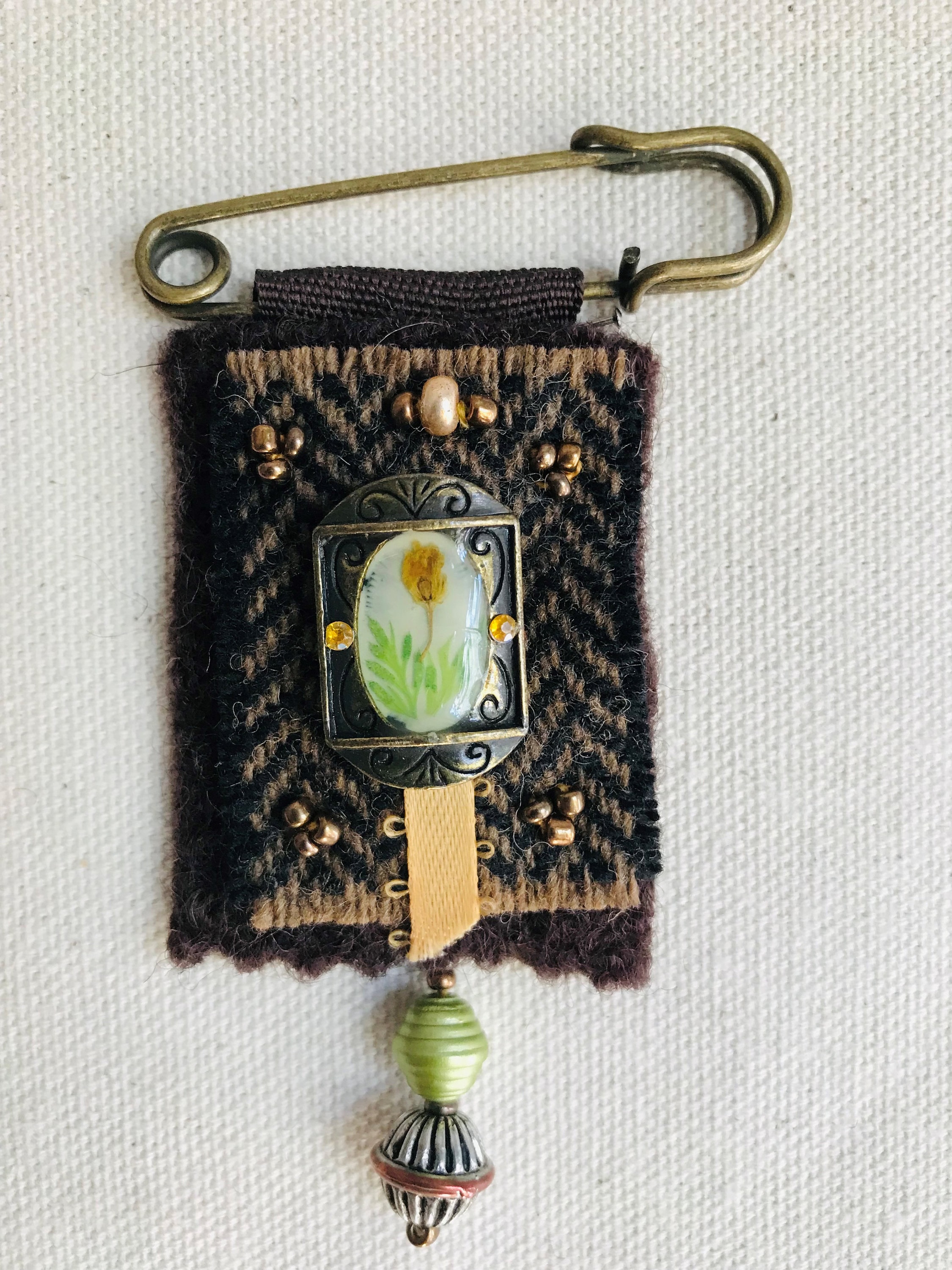 Embroidered Wool Pin - Etsy
